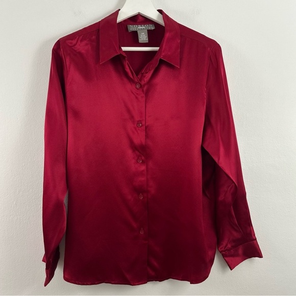 Norton McNaughton | Tops | Norton Mcnaughton 0 Silk Button Up Long ...